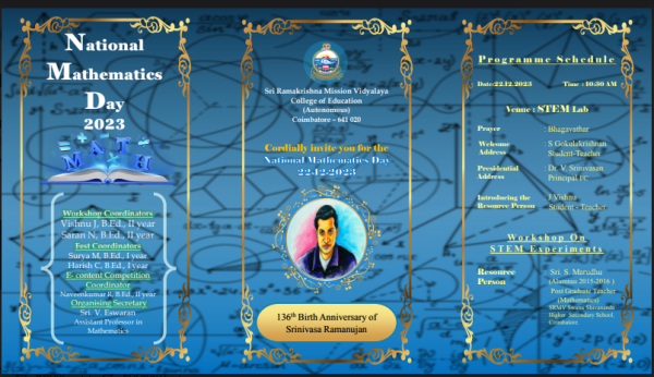 National Mathematics Day 2023 – SRKVCOE